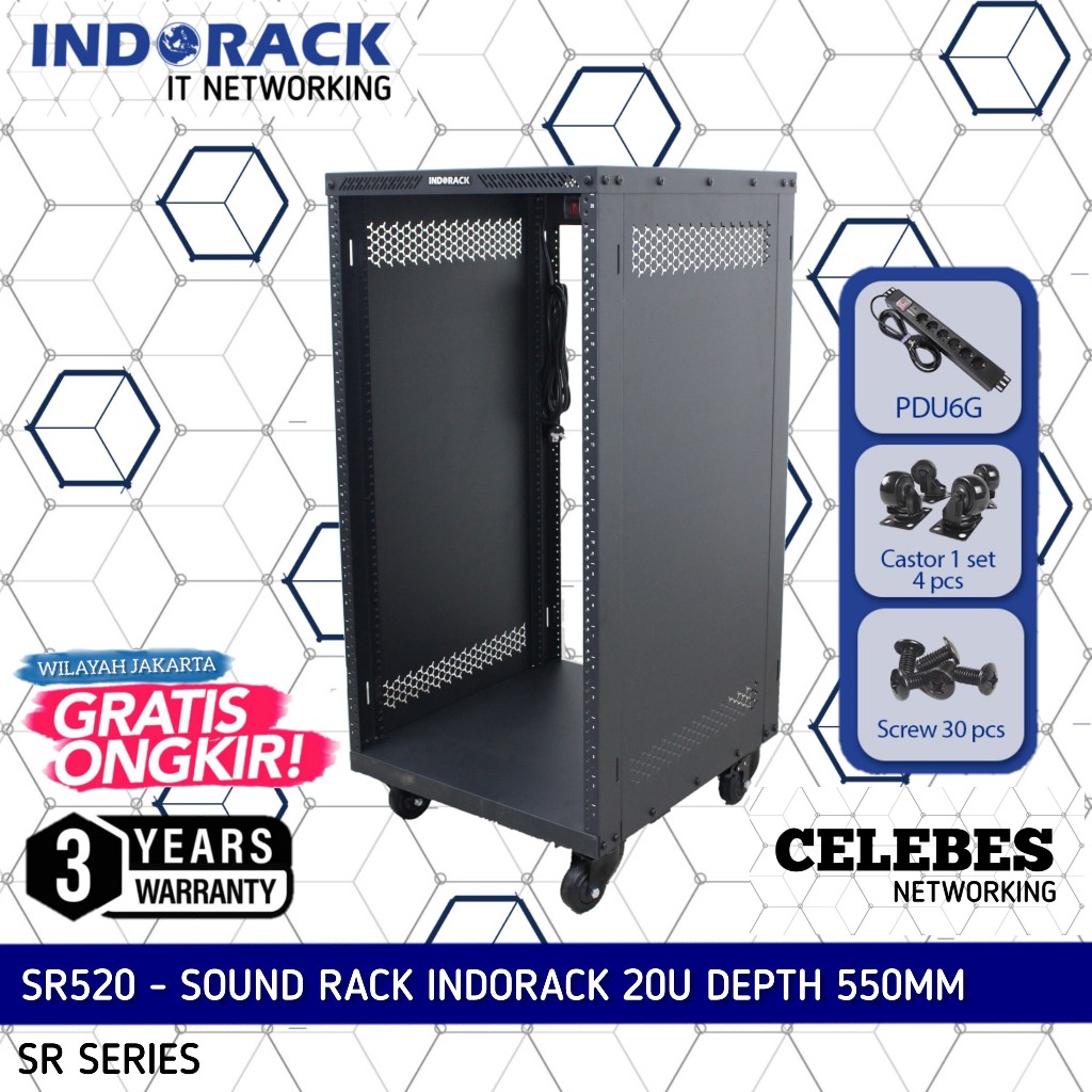 Jual SR520 Sound Rack 20U Depth 550mm INDORACK Rak Audio System ...