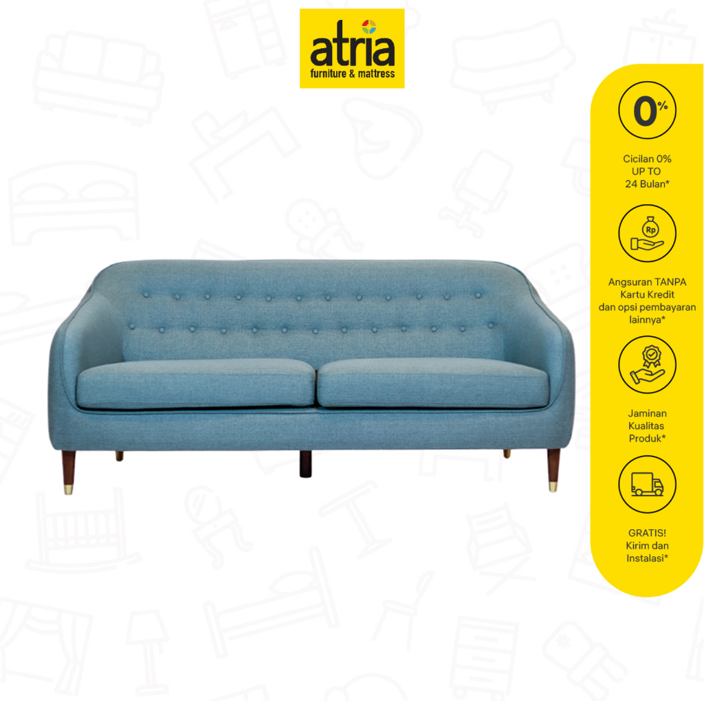 Jual Atria Sofa Color 3 2 1 Seater Fabric Mist Blue | Shopee Indonesia