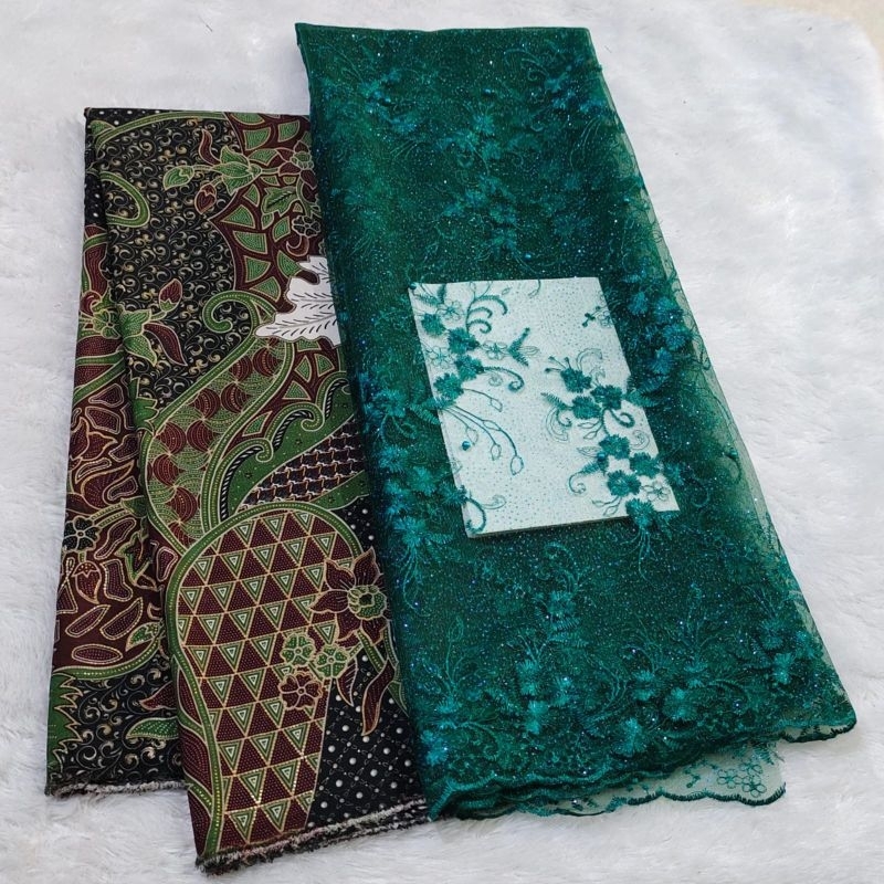 Jual Brokat Tile Mutiara & Batik Halus, SPECIAL HIJAU EMERALD, Bahan ...
