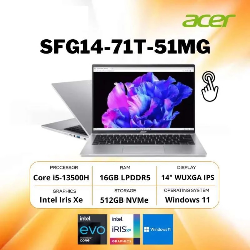 Jual Acer Swift Go SFG14 71T 51MG Core i5 13500H 16G 512G W11 OHS Touch ...