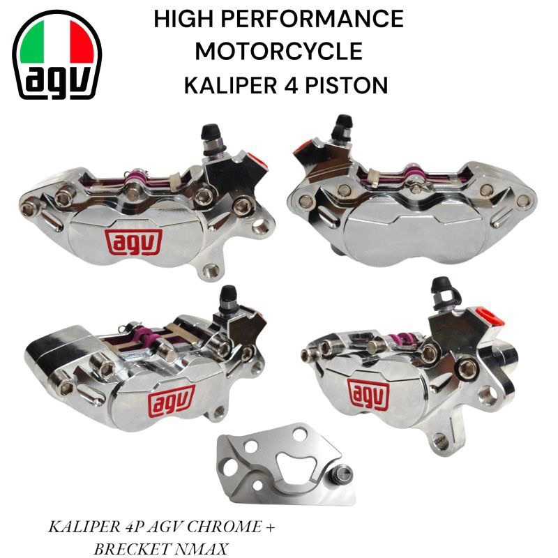 Jual KALIPER 4 PISTON/KALIPER BIG POT 4 PISTON AGV CNC/CALIPER YAMAHA NMAX | Shopee Indonesia