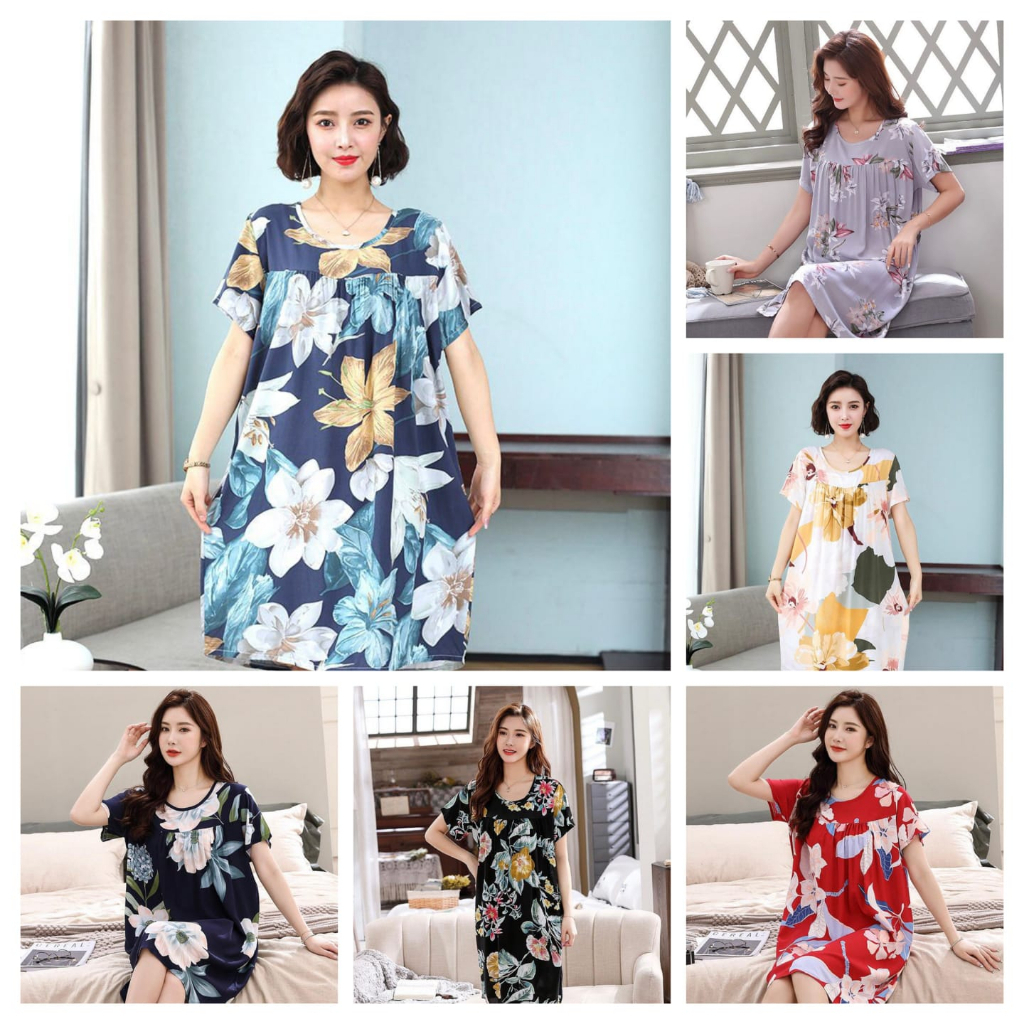 Jual Baju daster homeware bunga bunga lengan pendek bahan rayon halus ...