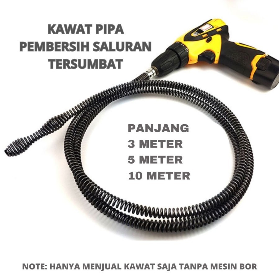Jual Kawat Alat Pembersih Saluran Air Adaptor Bor Anti Sumbat Mampet Pipa air | Shopee Indonesia