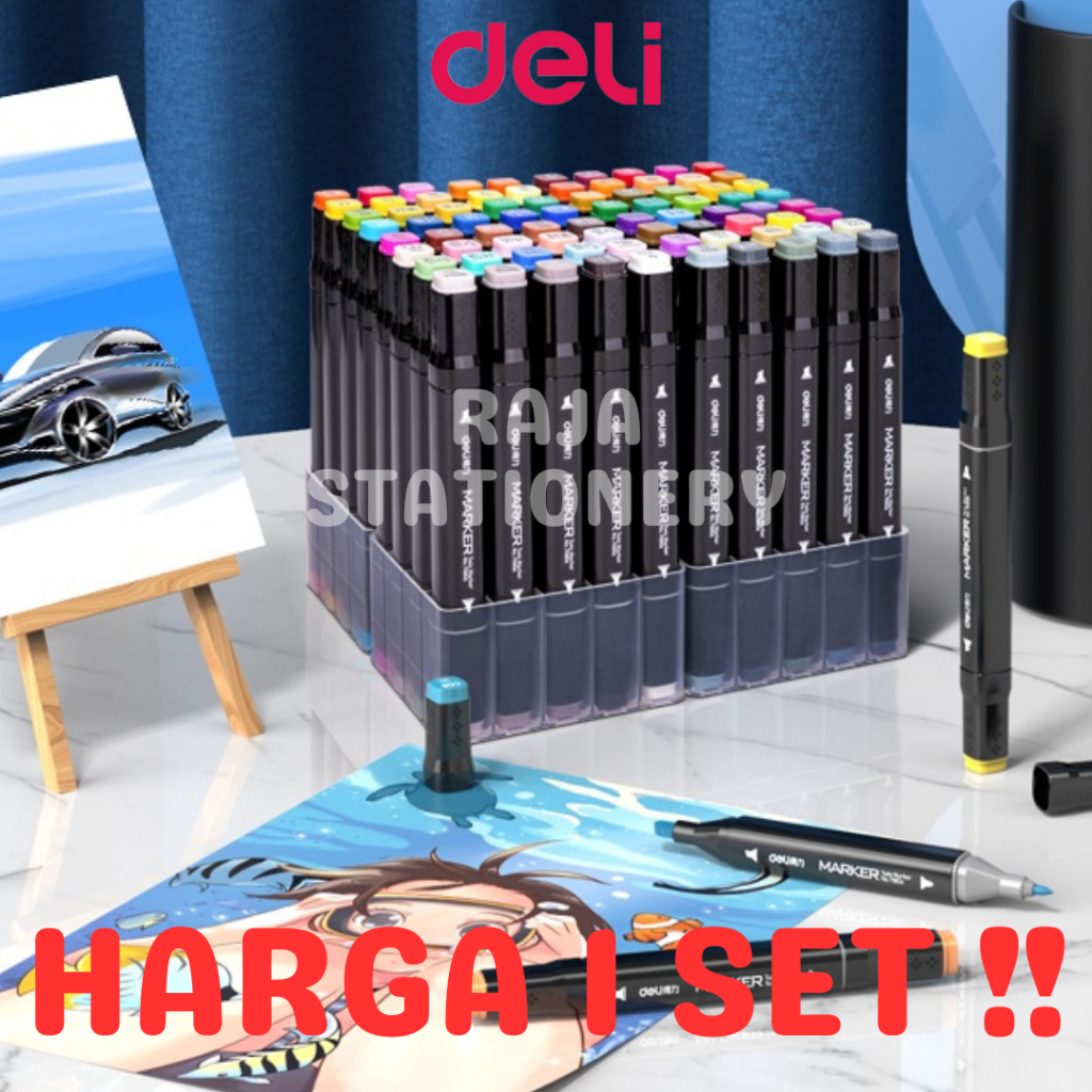 Jual Deli Sketch Colour Marker DUAL TIP / Spidol Warna Warni SET Deli ...
