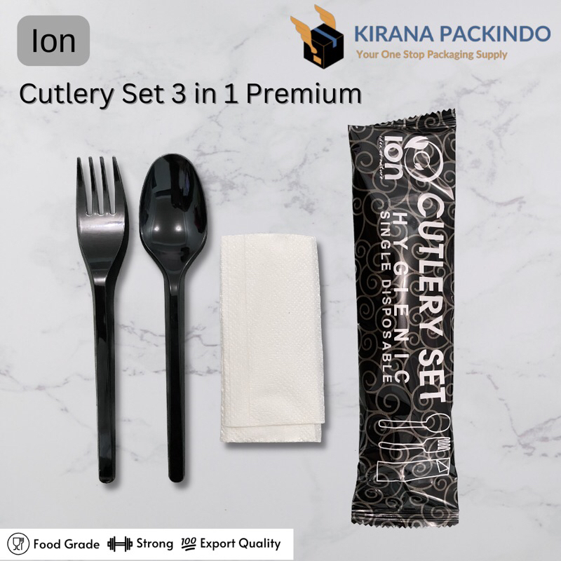 Jual Sendok Garpu Tisu Set / Cutlery Set 3in1 Premium Bungkus Plastik ...