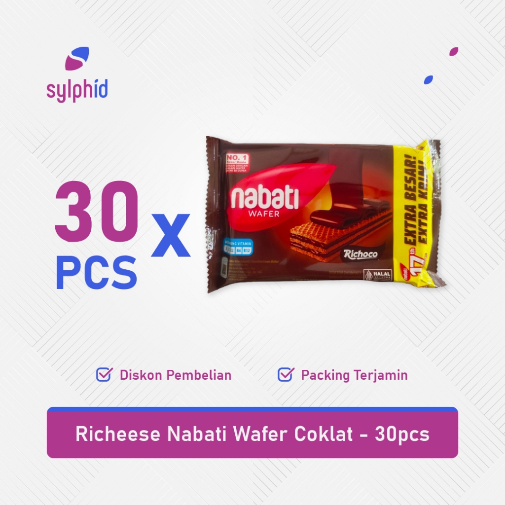 Jual Richoco Nabati Wafer Krim Cokelat / Chocolate Snack (30 pcs) | Shopee Indonesia