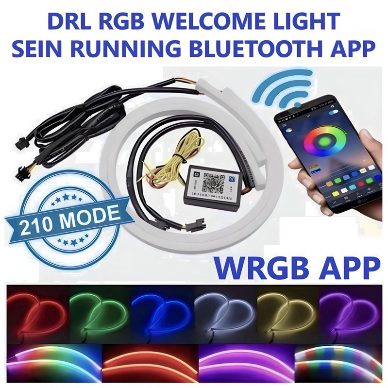Jual Lampu LED DRL Alis Flexibel WRGB APP 30 60 cm Welcome + RGB Matrix ...