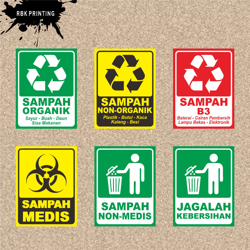 Jual Sticker Tempat Sampah Organik - Non Organik - sampah B3 - Sampah ...