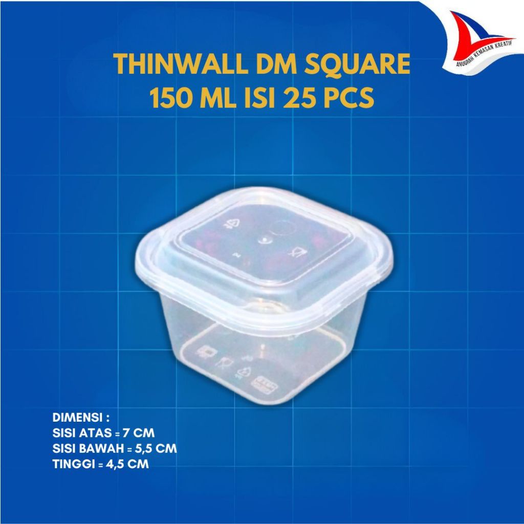 Jual Thinwall Dm Square 150 Ml / Kotak Plastik Isi 25 Pcs | Shopee ...