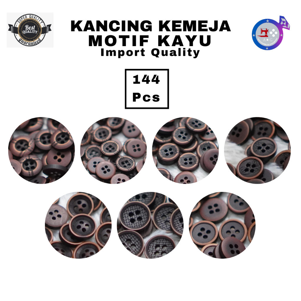Jual Kancing Baju Kemeja Formal 4 Lubang Premium Kayu Polos Tebal Isi ...