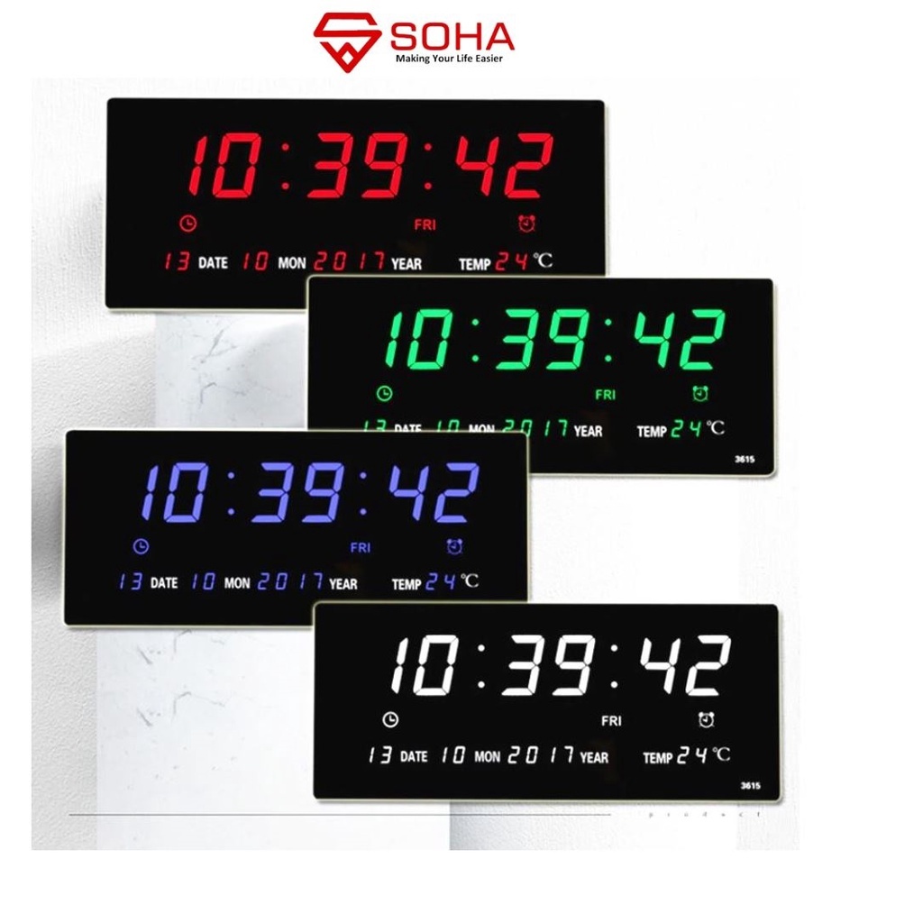 Jual Jam Digital LED 3615 Clock Dinding Meja Kalender Alarm Smart Watch ...