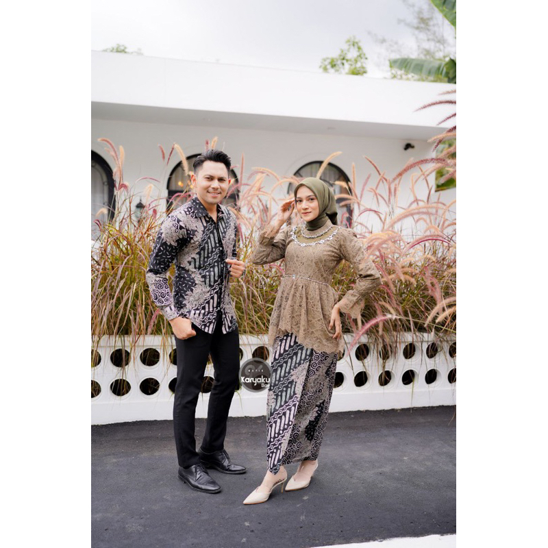 Jual Revany ID - Set Couple Kebaya Batik Selvia Olive Green | Shopee Indonesia