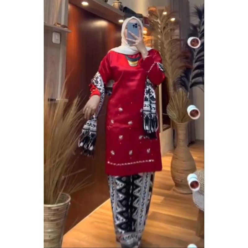 Jual Atasan baju kurung Basiba Minangkabau motif payet | Shopee Indonesia