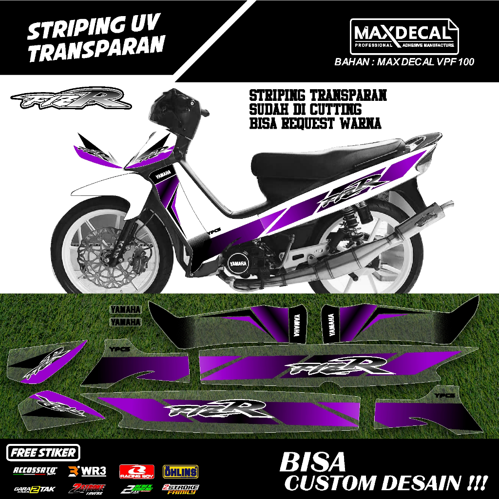 Jual striping fiz r transparan hologram putih sticker racing yamaha ...