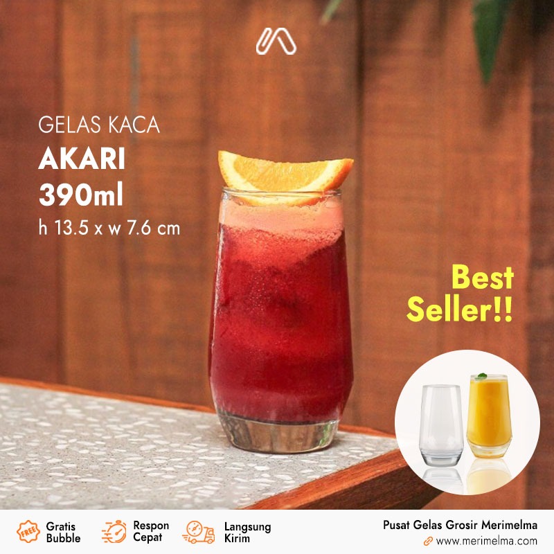 Jual Akari 390 ml Gelas Kaca Gelas Jus Gelas Es Kopi Gelas Mocktail Gelas Estetik CafeMERIMELMA ...