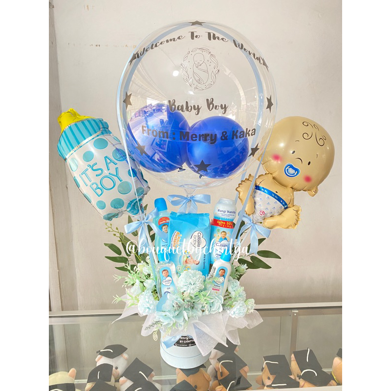 Jual BUKET BALON NEWBORN BALLOON BUCKET BALON WISUDA SNACK BALLOON ...