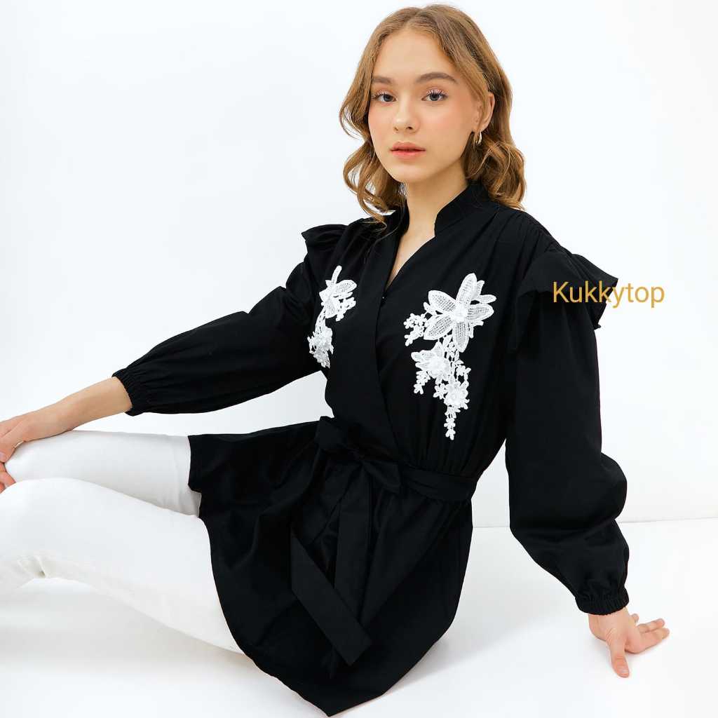 Jual Kukky Top Kemeja Katun Blanca Blouse Bunga Atasan Wanita Terbaru ...