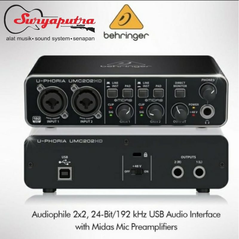 Jual Behringer U-phoria UMC 202 HD Audio interface | Shopee Indonesia