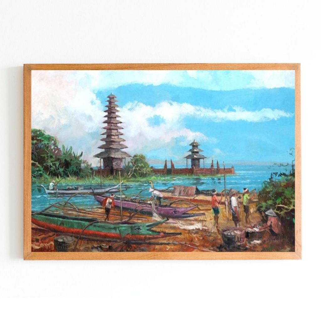 Jual Hiasan Dinding Lukisan Cetak "Nelayan Bali" Art Print Bingkai Kayu ...