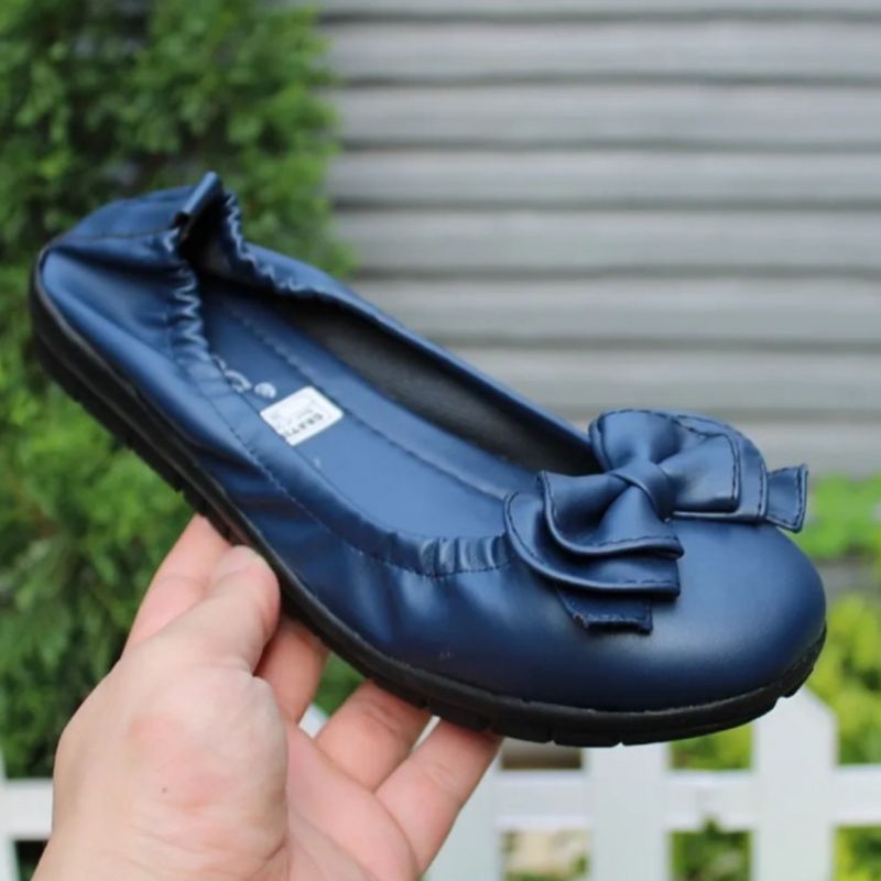 Jual Sepatu Flat Shoes Wanita Karet Model Pita Kupu Kupu Bahan Sintetis ...