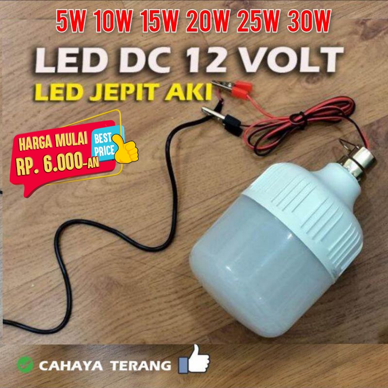 Jual Lampu LED DC jepit Aki accu 12 Volt, Bohlam DC12v 5w,10w,15w,20w ...
