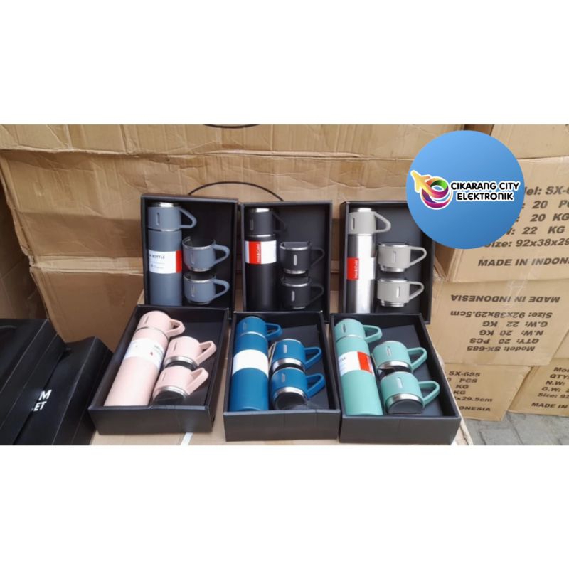 Jual TERMOS VACUUM FLASK GIFT SET HAMPERS 500ML/ Termos Set Cangkir ...