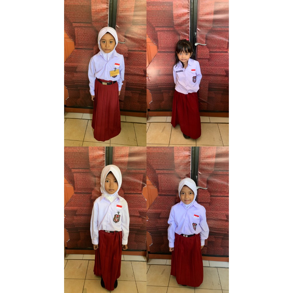 Jual Rok Panjang Merah Plisket Drill Purnama Senna Exclusive Asli Seragam Sekolah SD Rok Rempel ...