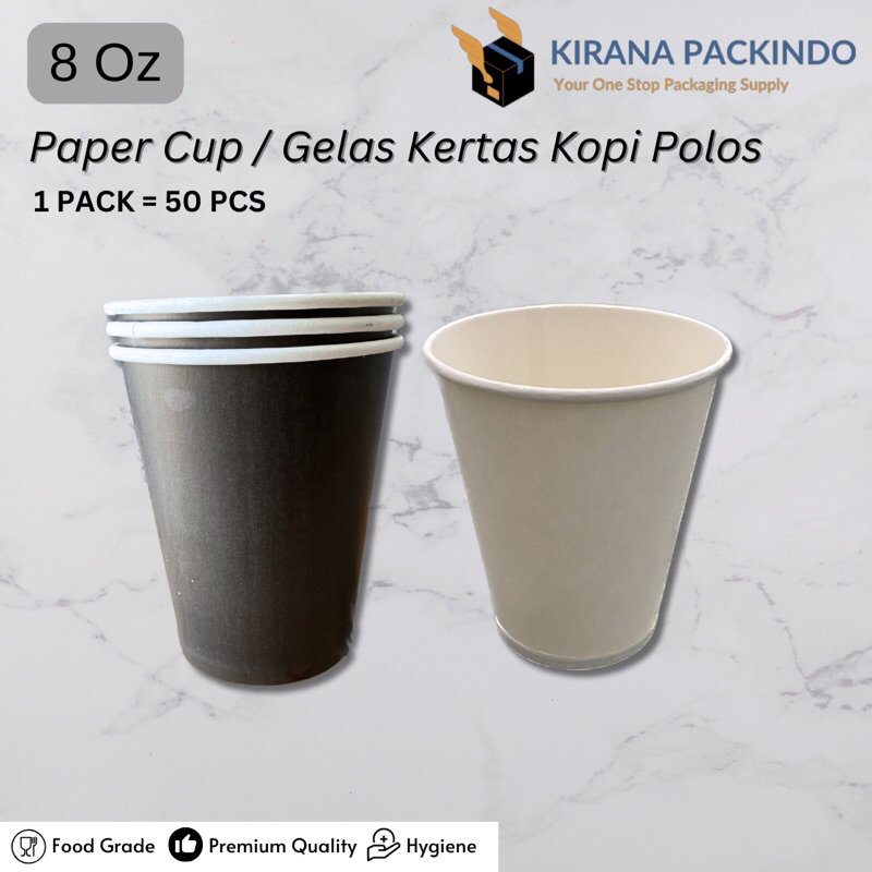 Jual Paper Cup / Gelas Kertas Kopi Polos Hitam & Putih 8oz (240ml) - isi 50pcs | Shopee Indonesia