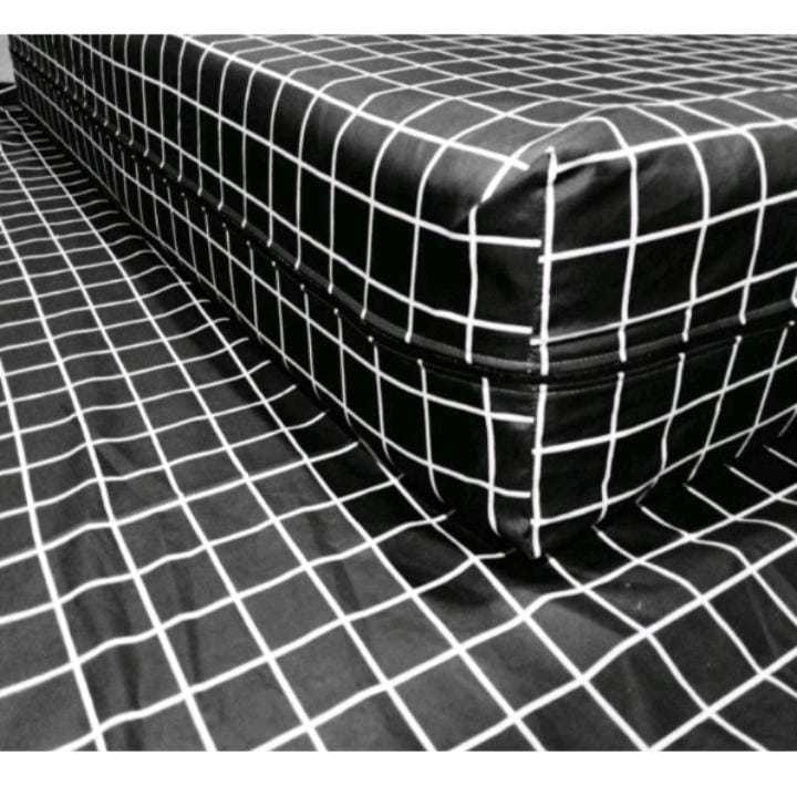 Jual Sarung kasur Busa Resleting/ Ukuran Motif Black Squerd / kotak ...