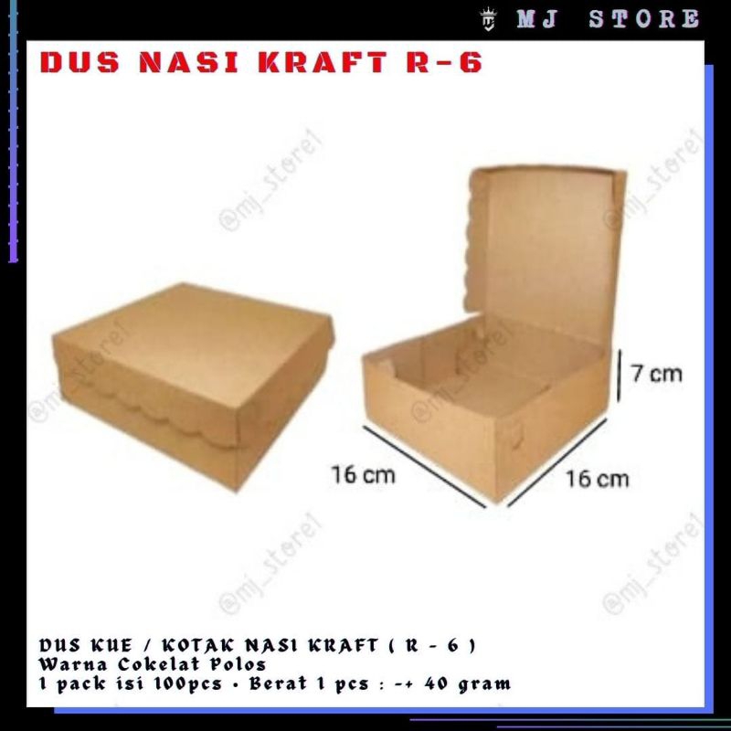 Jual DUS NASI R6 KRAFT • UK. 16x16x7cm • KOTAK KUE / KOTAK SNACK ...
