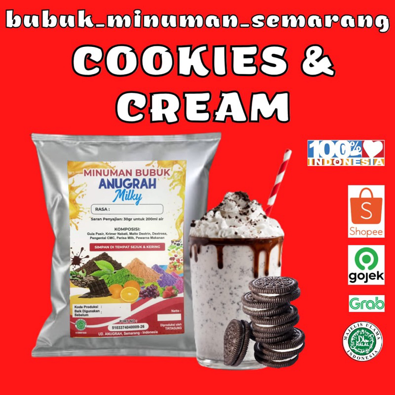 Jual Bubuk Minuman Cookies Cream Reguler 500gr | Shopee Indonesia