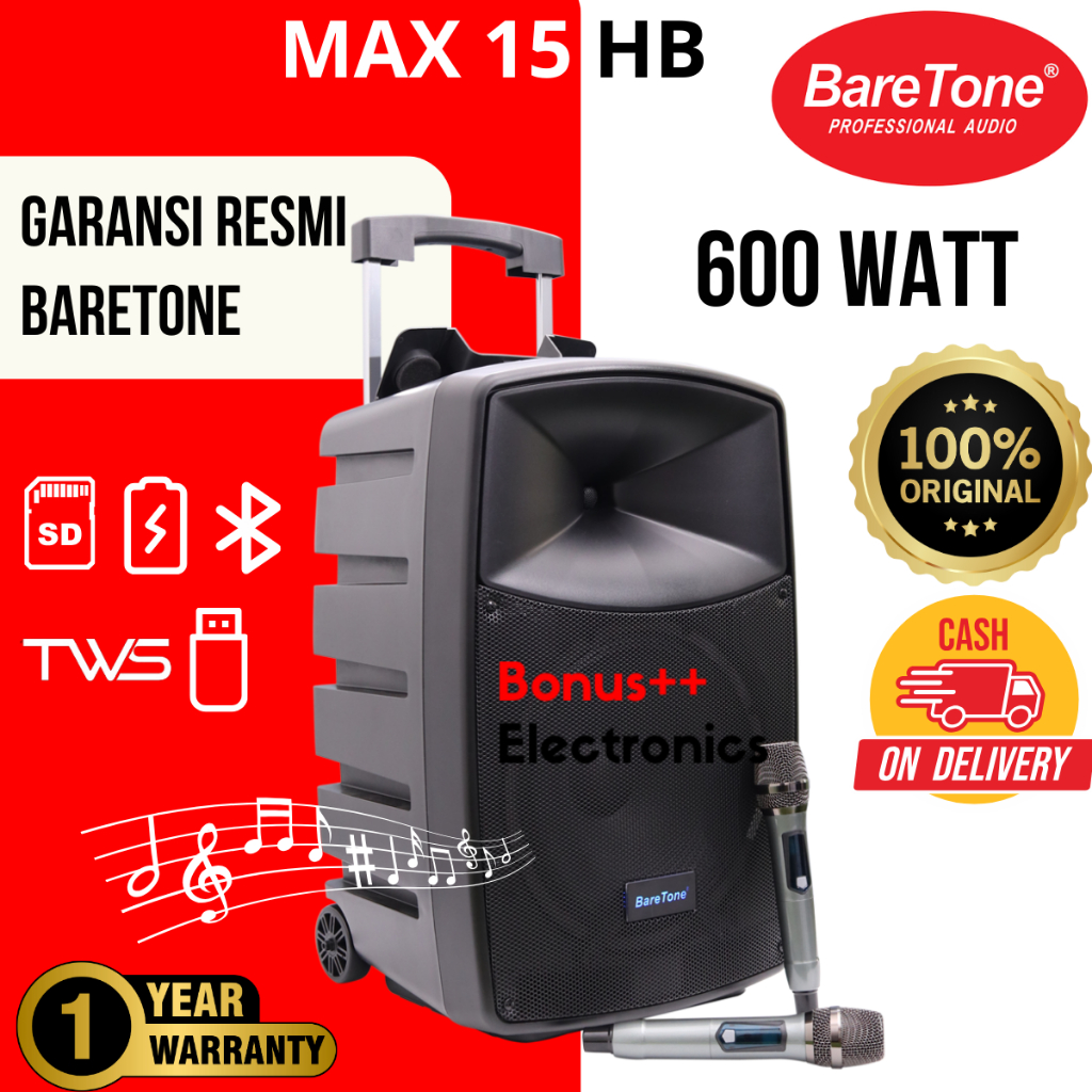 Jual Speaker Portable Baretone MAX 15 HB 15 inch 15HB 15" | Shopee Indonesia