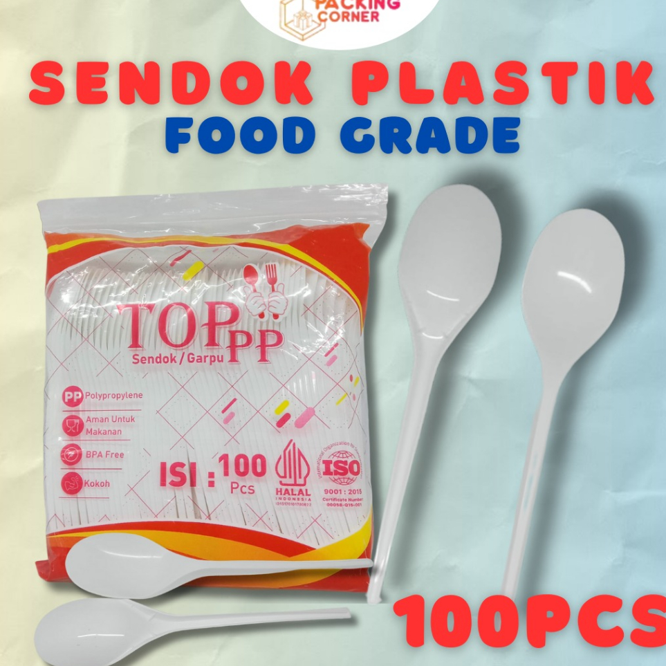 Jual Ready Stok Sendok Makan Plastik Putih Susu Panjang Isi 100 Pcs ...