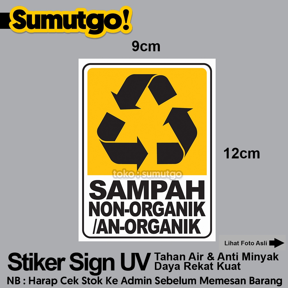 Jual Stiker Sampah Non Organik Anorganik Inorganic Waste Kuning uk 9 x ...