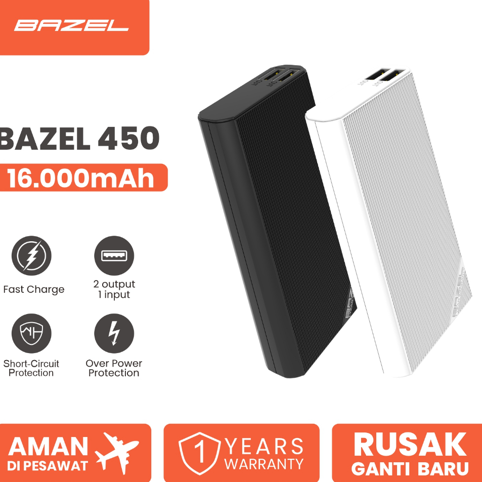 Jual Harga Murah Power Bank Bazel 450 16000mAh 1 Tahun Garansi | Shopee ...