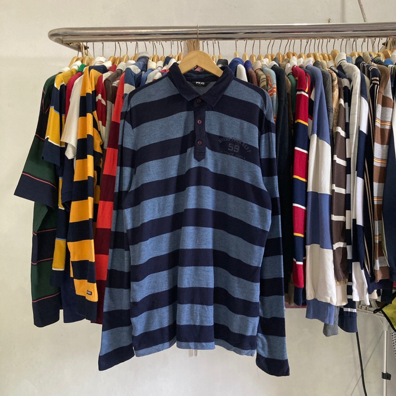 Jual Polo Shirt Rugby Ping Navy Grey Second Original | Shopee Indonesia