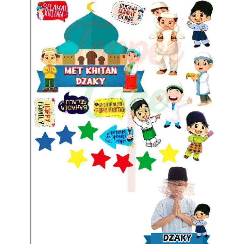Jual Topper Cake Muslim Khitan Gratis tambah nama, usia, foto/ hiasan ...