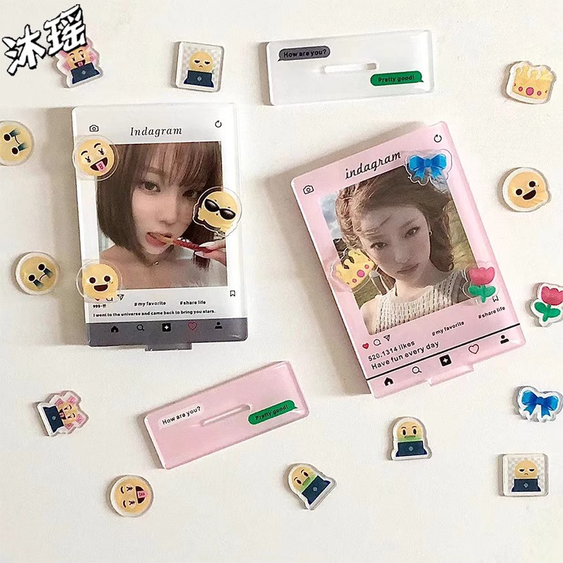 Jual Acrylic photo frame holder free emoji DIY polcos frame ins ...