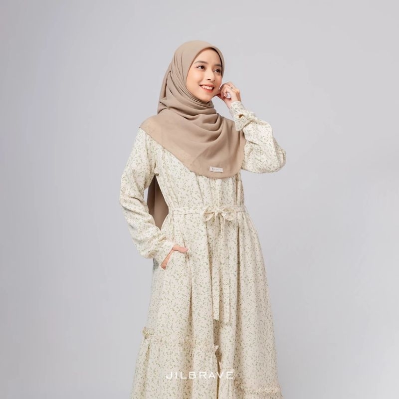 Jual [M-Cream] Jilbrave Syareen Dress Model Korean Floral Dress | Gamis Motif Bunga Kecil | Long ...