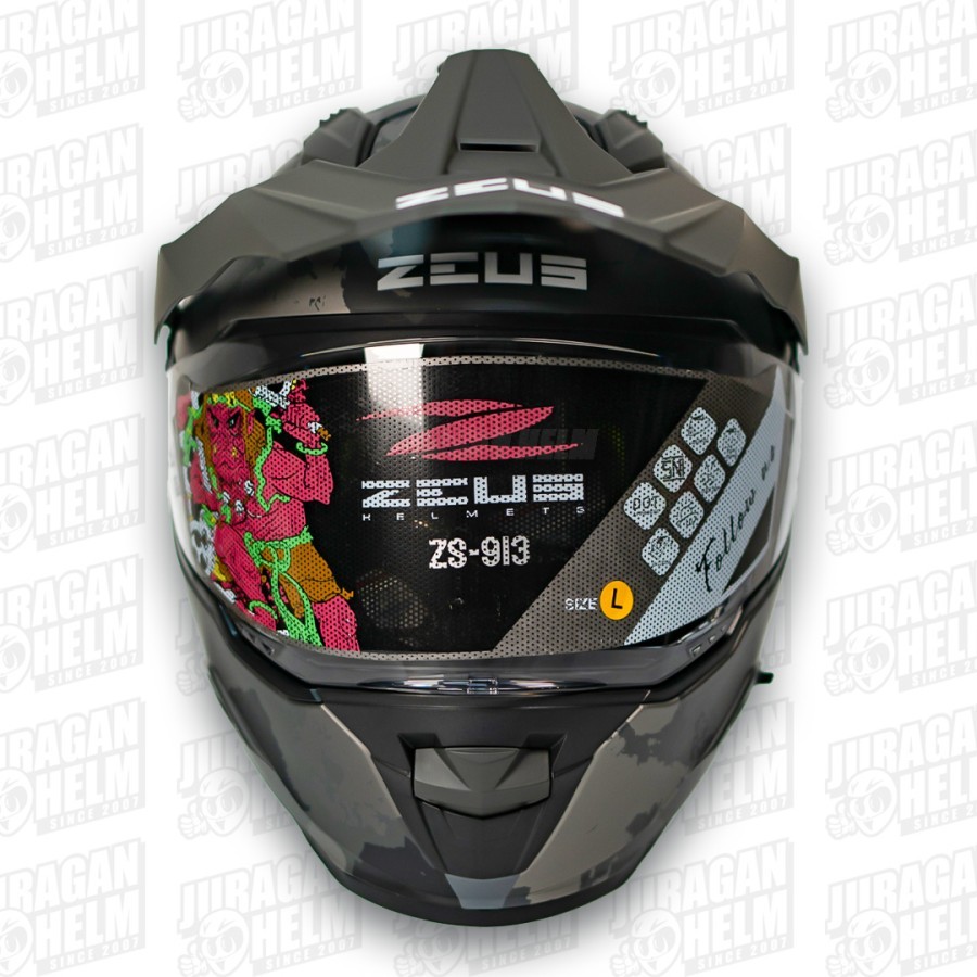 Jual Helm Zeus ZS913 BF6 M.BLACK GREY/DSIL - Fullface Double visor ...