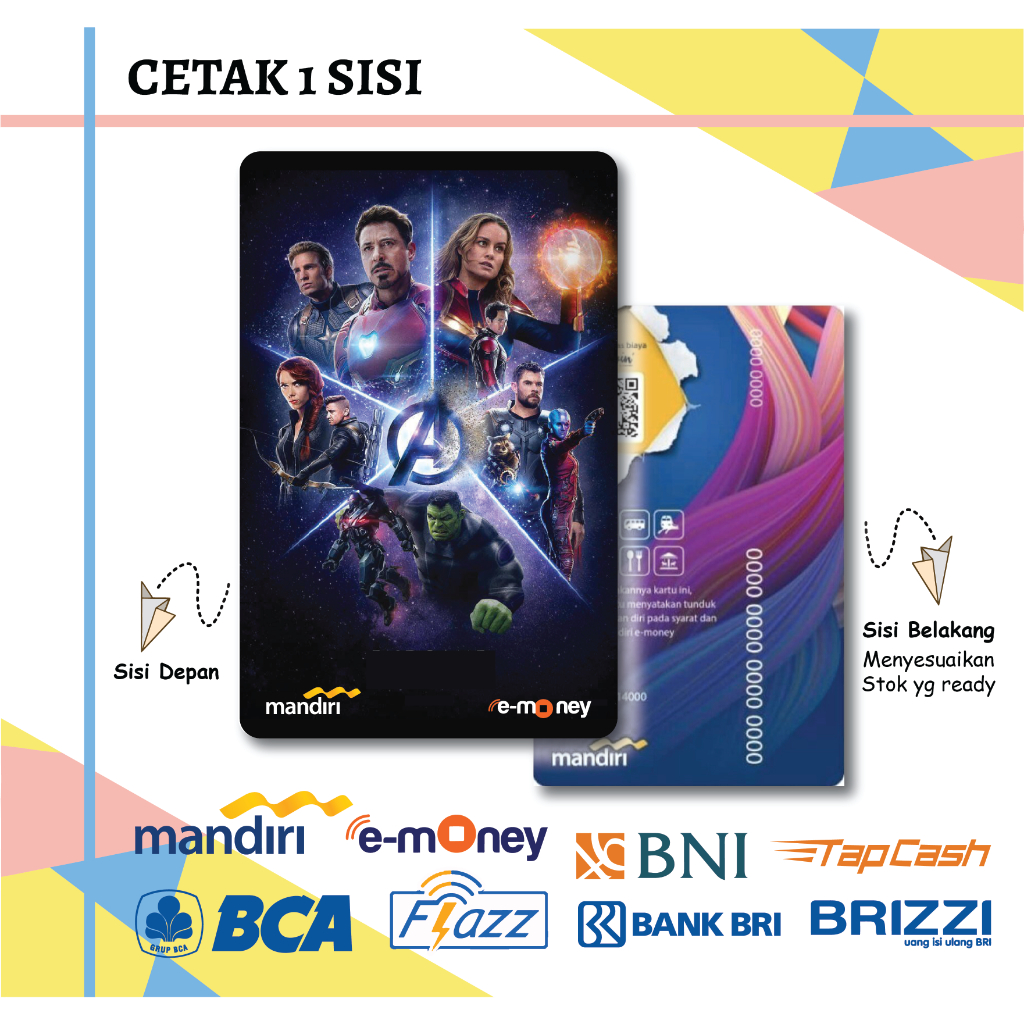 Jual KARTU EMONEY ETOLL SUPERHERO AVENGERS IRONMAN E MONEY MANDIRI FLAZZ BCA GEN 2 BNI TAPCASH ...