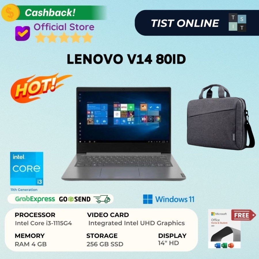 Jual Laptop Lenovo V14 G2 ITL 82KA0180ID i3 1115G4 4GB 256GB Win11 14 ...