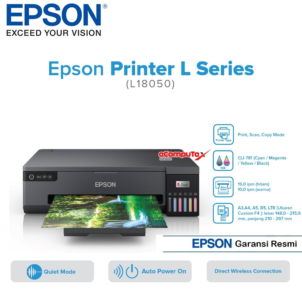 Jual PRINTER EPSON ECOTANK L 18050 INKTANK PHOTO WIRELESS A3 PENGGANTI ...