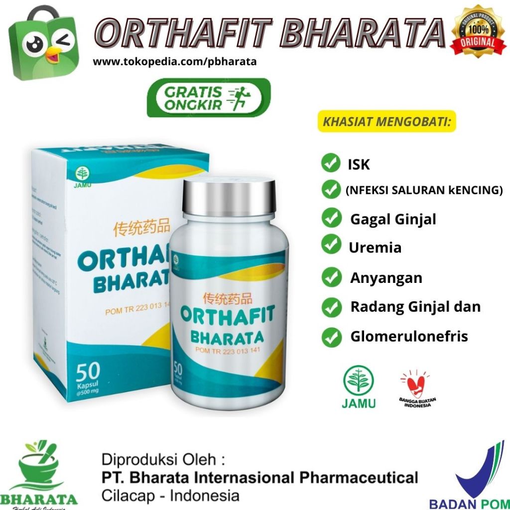 Jual Orthafit Bharata Obat Infeksi Saluran Kemih ISK, Gagal Ginjal Paling Ampuh - Kemasan Isi 50 ...