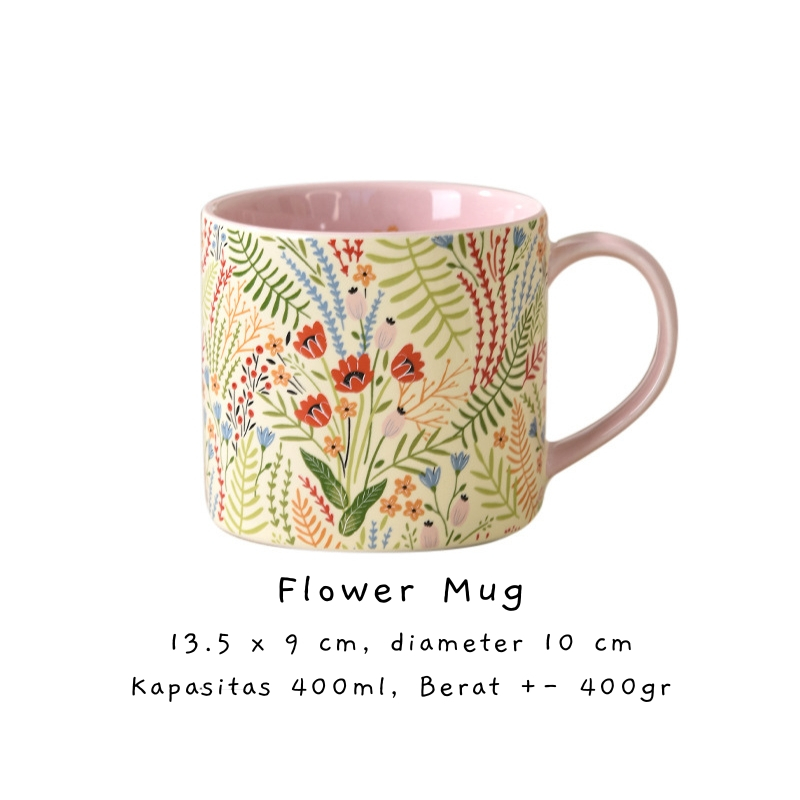 Jual Blou Gelas Mug Keramik Bunga Monochrome Hitam Putih Aesthetic Unik ...