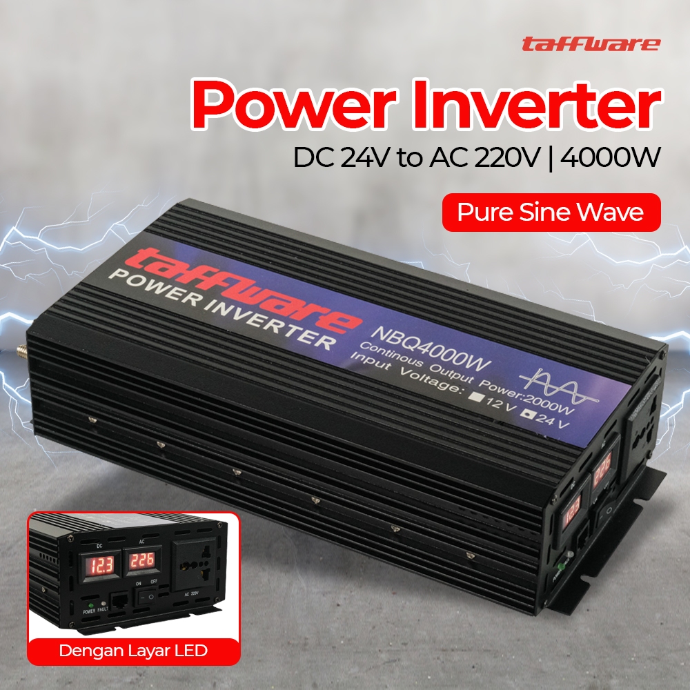 Jual Power Inverter Mobil Car Pure Sine Wave DC 24V AC 220V 4000W Hitam ...