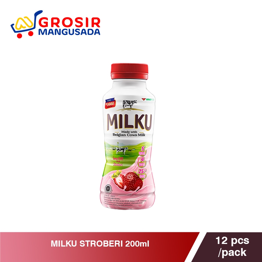 Jual Milku Rasa Stroberi 200ml Susu UHT Harga Grosir 12 pcs | Shopee ...