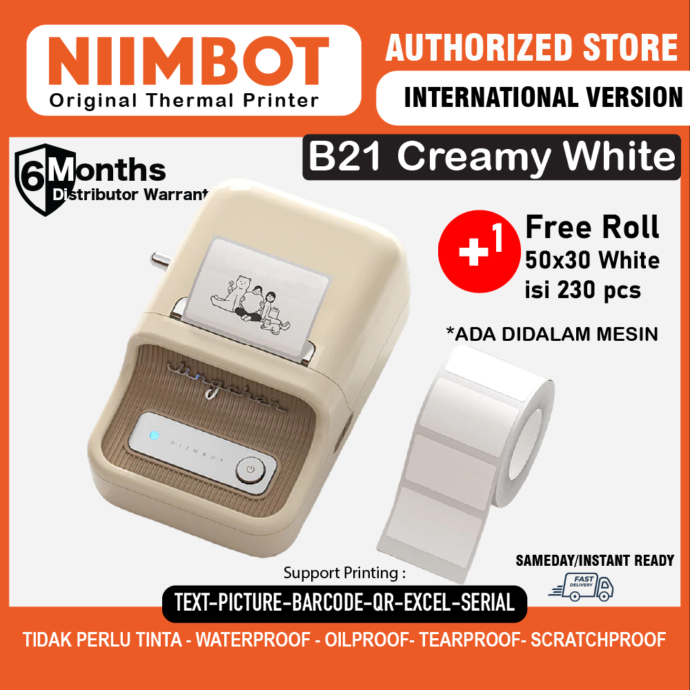 Jual [ Free Label ] Niimbot B21 Mini Portable Wireless Bluetooth Label ...