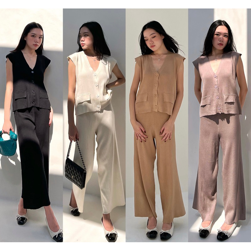 Jual [ ELNOV ] como knit set - korean set / bumil set / ootd / minimalis ootd | Shopee Indonesia