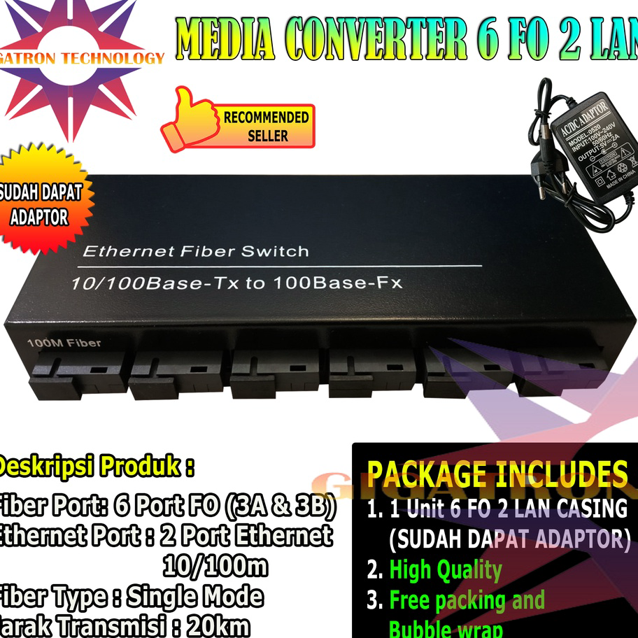 Jual Laris Media Converter Fiber Optic 6 Port FO 2 Port LAN 10/100 Full ...